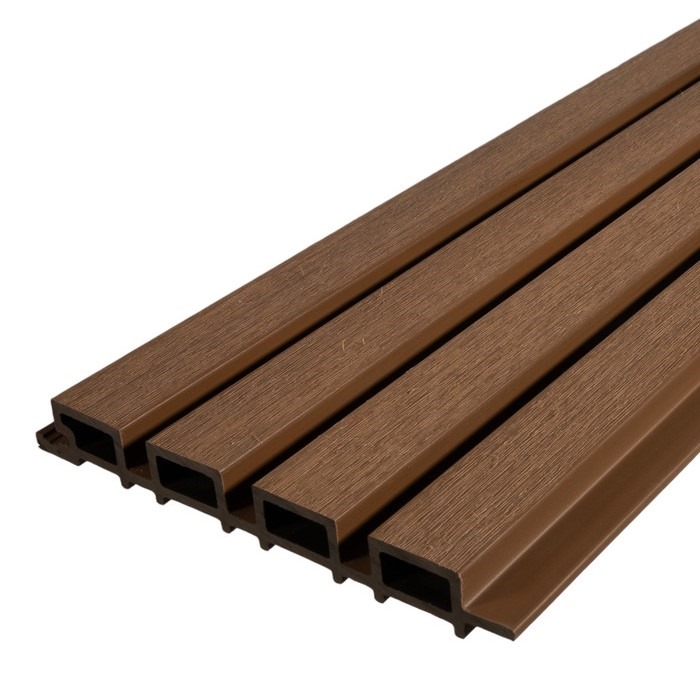 Linear Slatted Teak Composite Cladding | CladPlus UK